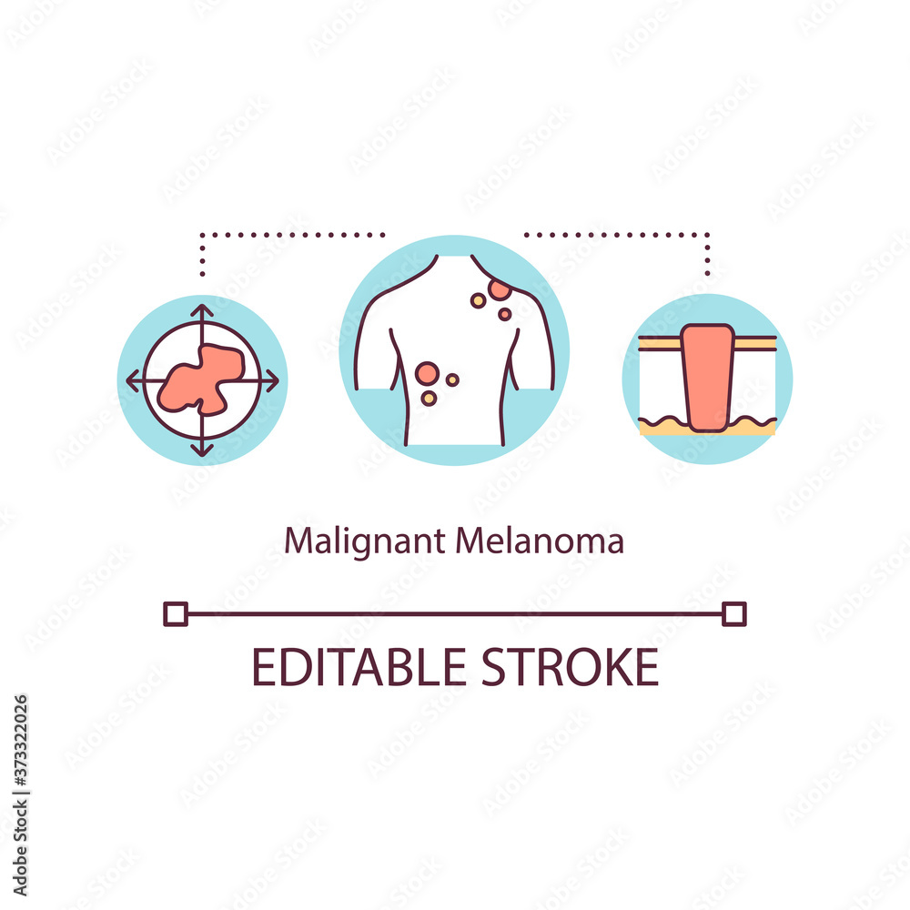 Malignant melanoma concept icon. Malignancy treatment. Epidermis ...