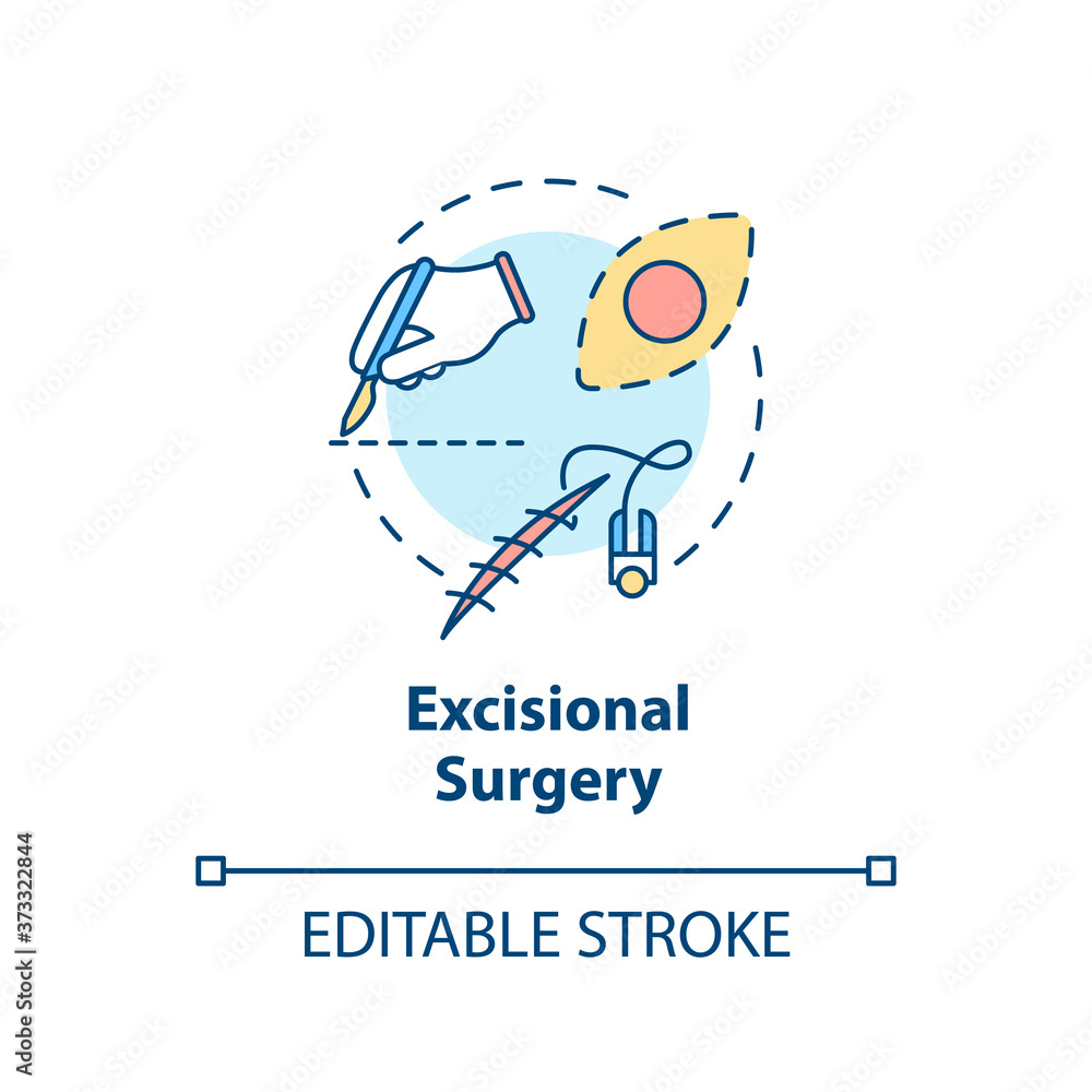 Excisional surgery concept icon. Skin lesions. Tumor removal. Melanoma ...