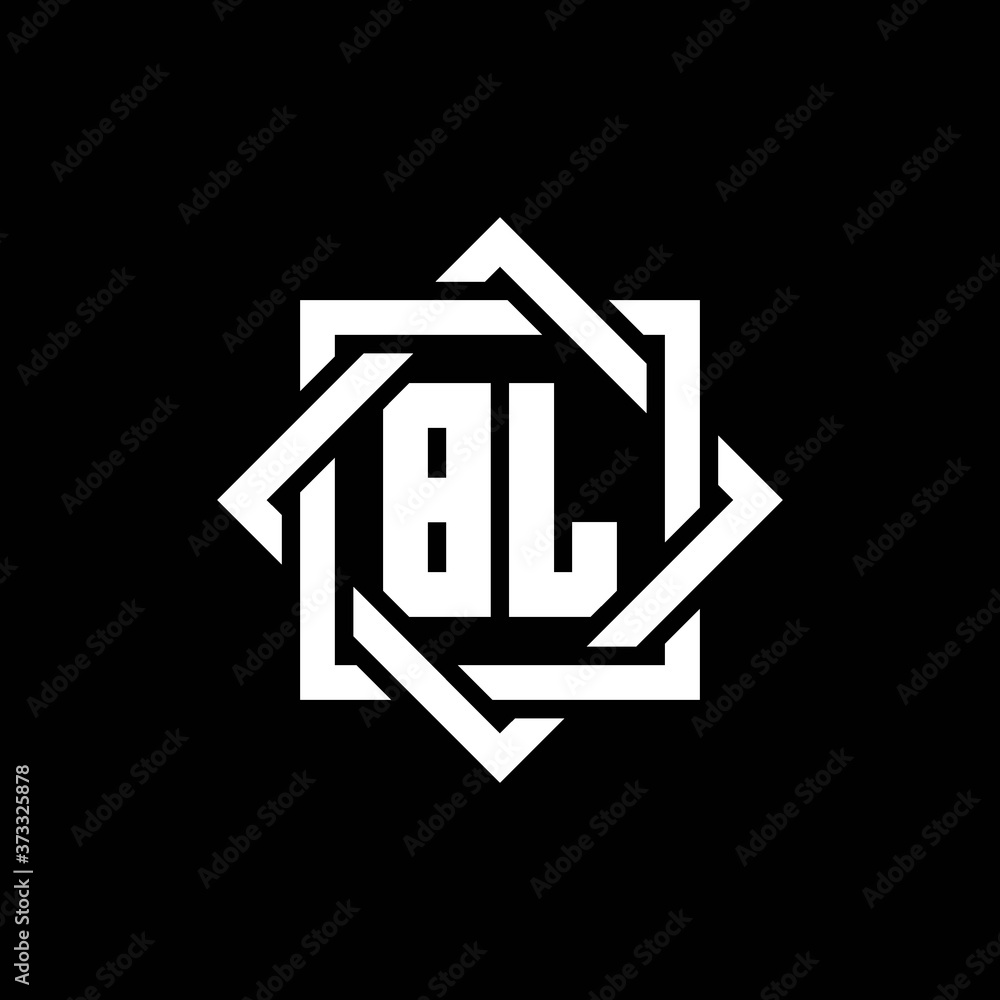 BL monogram logo with abstract square around Stock Vector | Adobe Stock