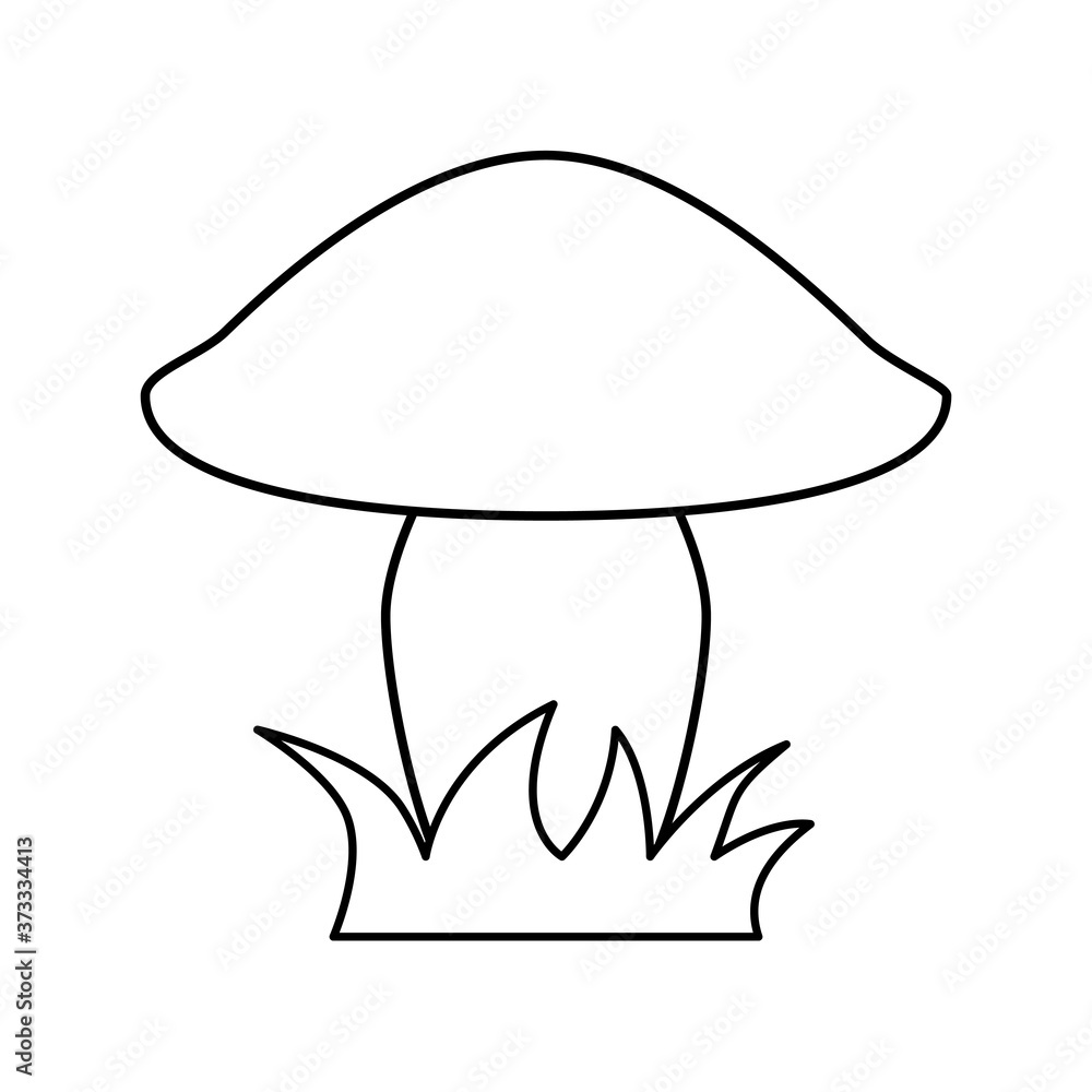 Coloring page outline of a mushroom. Vector illustration, coloring book ...