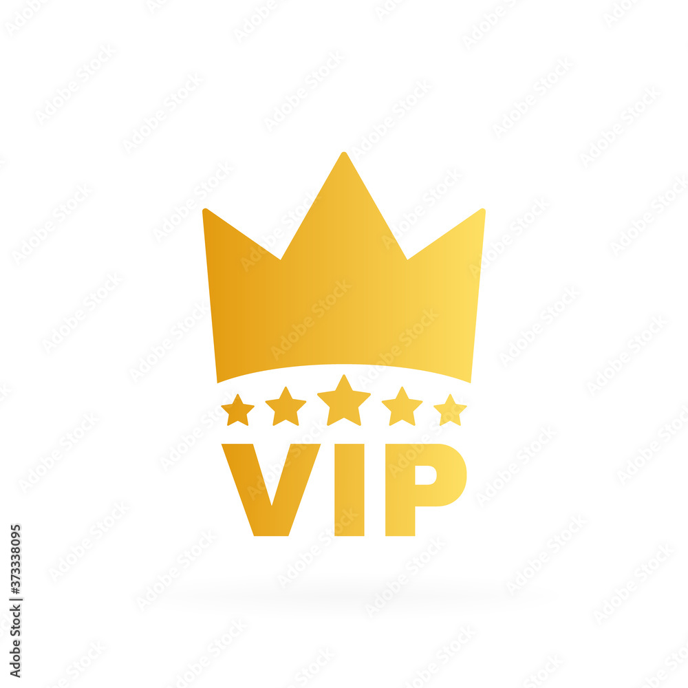 VIP badge with golden crown label. Logo design. Modern vector ...