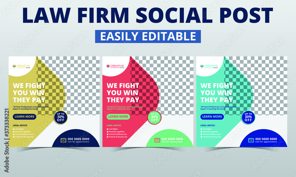 Law firm social media post layout banner templates premium vector sets ...