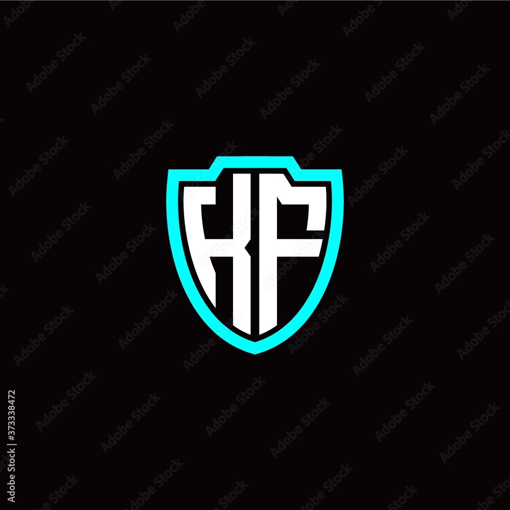 Initial K F letter with shield modern style logo template vector Stock ...