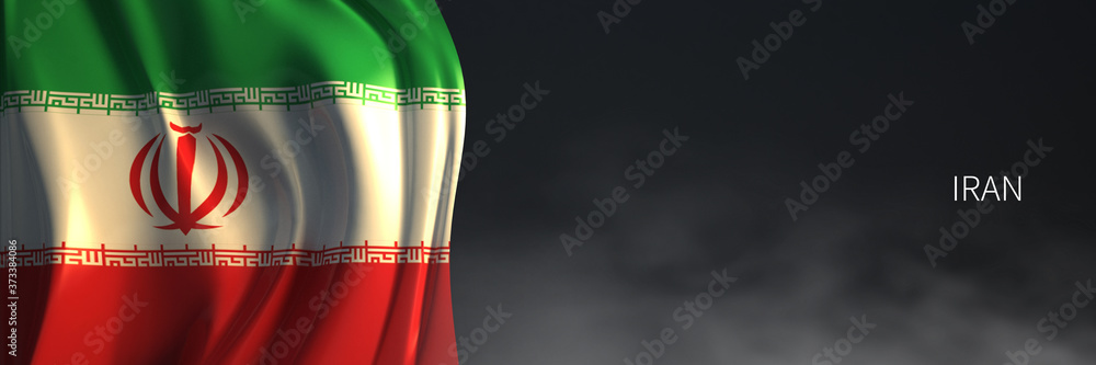 Iran Flag with Dark Background. 3d Rendering of Middle East countries ...
