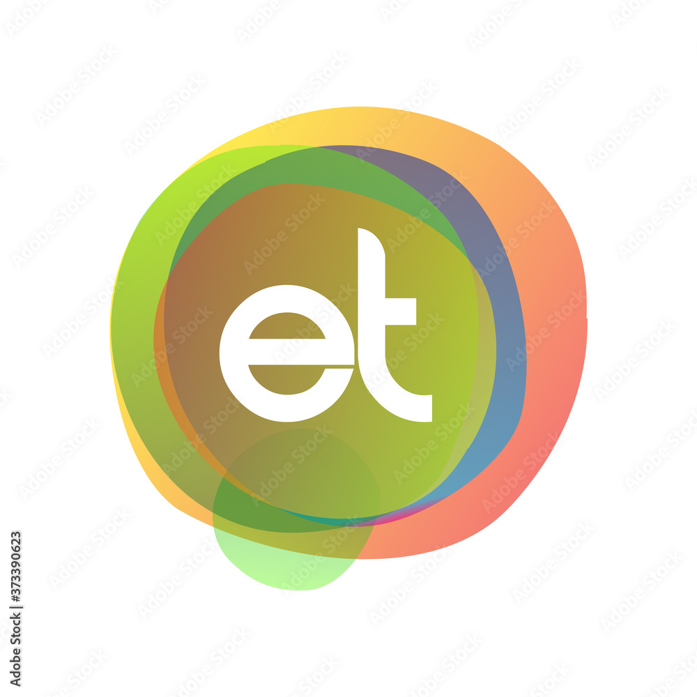 Letter ET logo with colorful splash background, letter combination logo ...