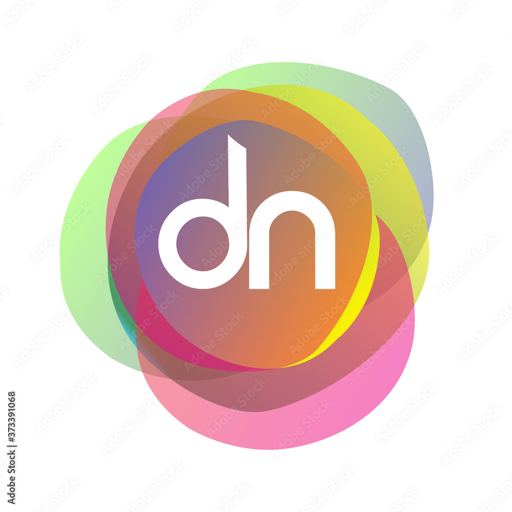 Letter DN logo with colorful splash background, letter combination logo ...