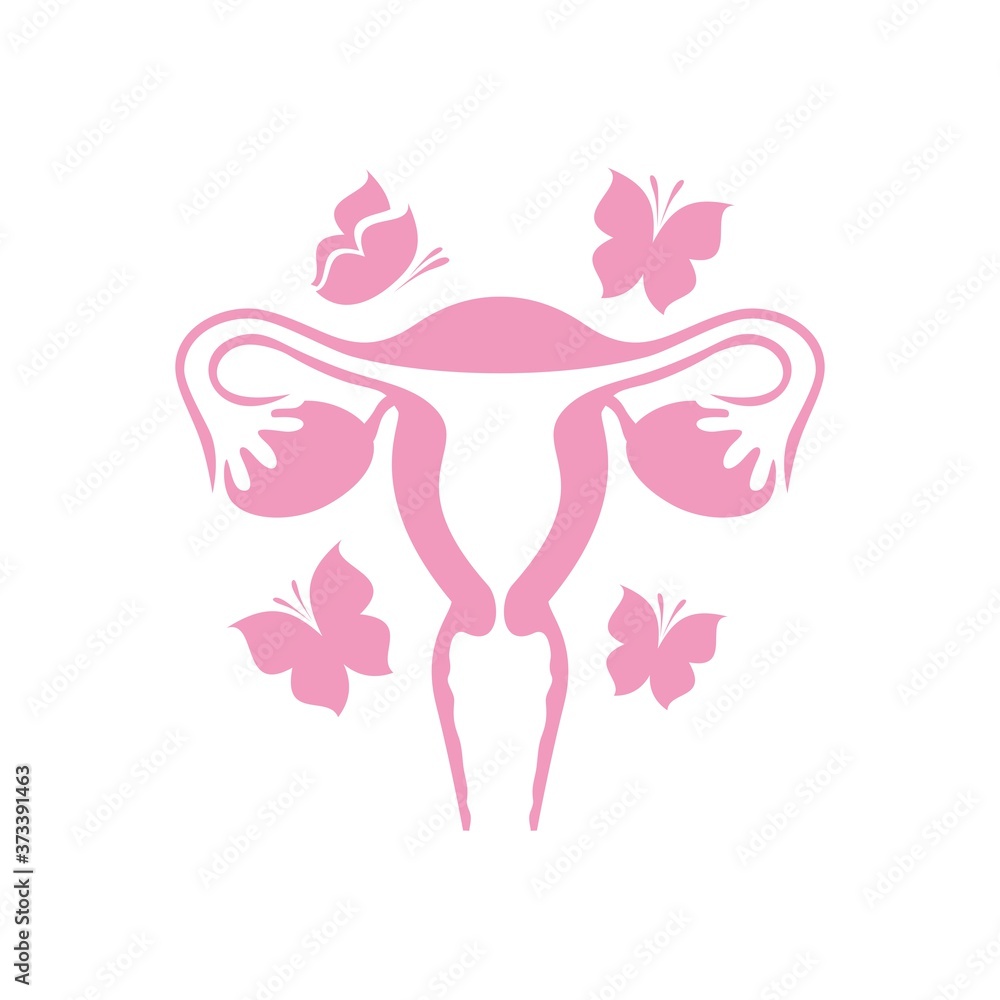 Female uterus and butterflies Stock Vector | Adobe Stock