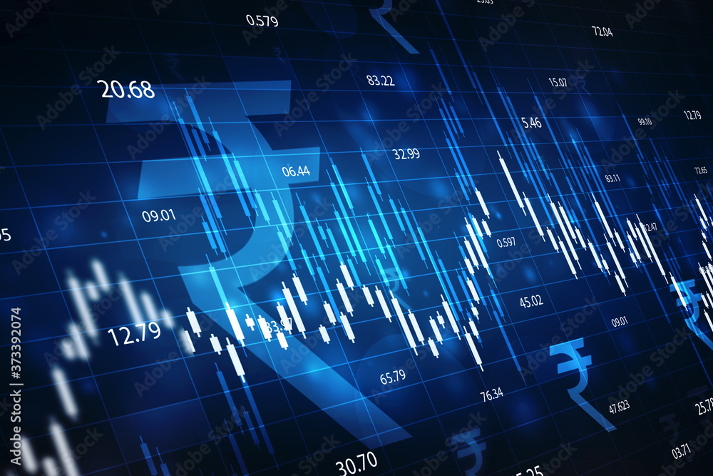 Growth of Indian stock market, Stock market graph. Abstract finance ...