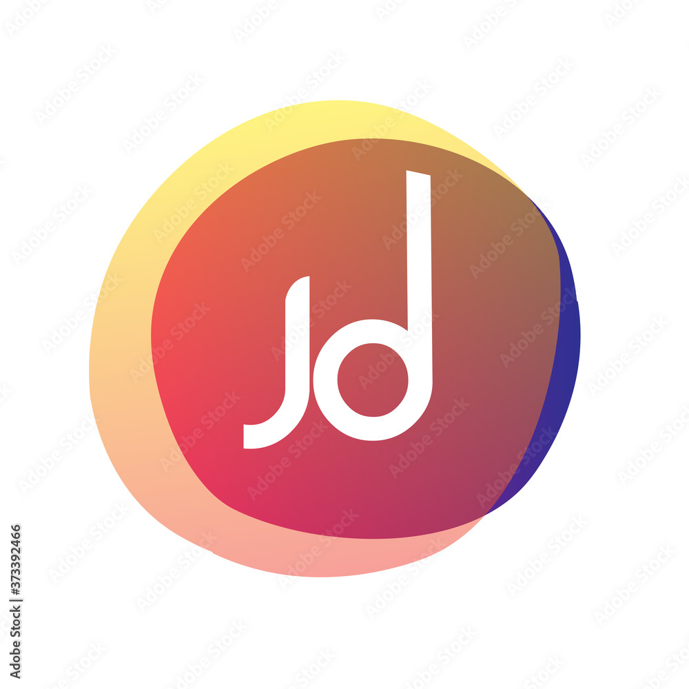 Letter JD logo with colorful splash background, letter combination logo ...