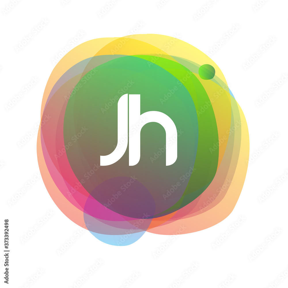 Letter JH logo with colorful splash background, letter combination logo ...