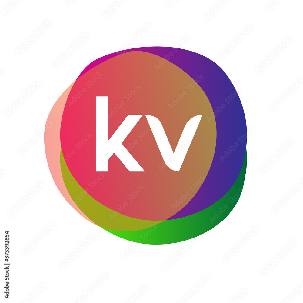 Letter KV logo with colorful splash background, letter combination logo ...