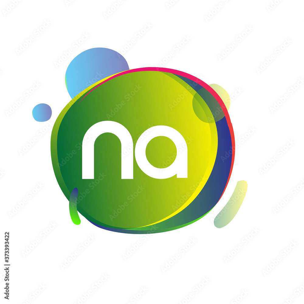 Letter NA logo with colorful splash background, letter combination logo ...