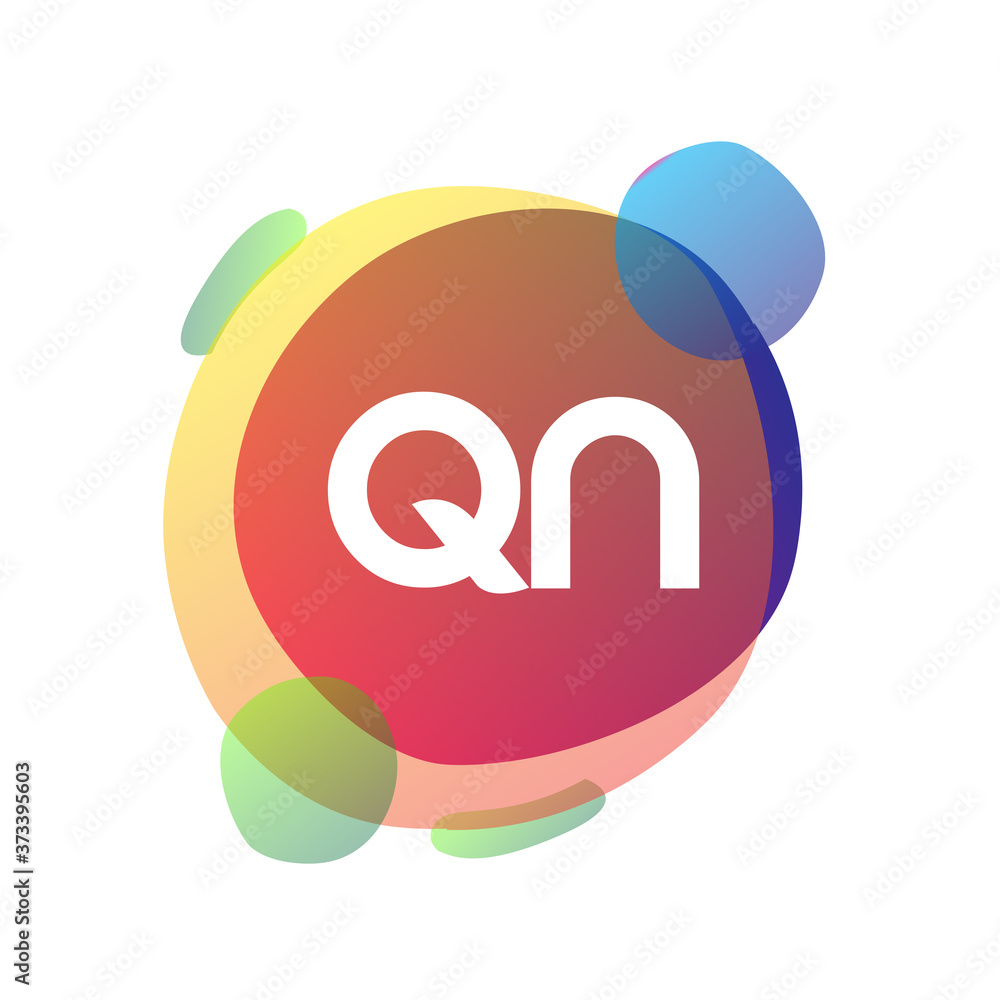 Letter QN logo with colorful splash background, letter combination logo ...