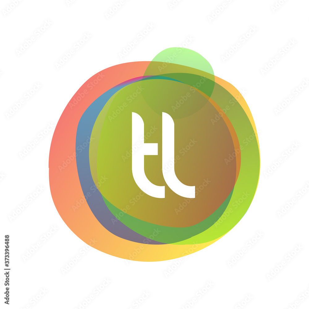 Letter TL logo with colorful splash background, letter combination logo ...