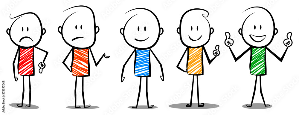 cartoon stickman expressions.rating and review concept.vector ...
