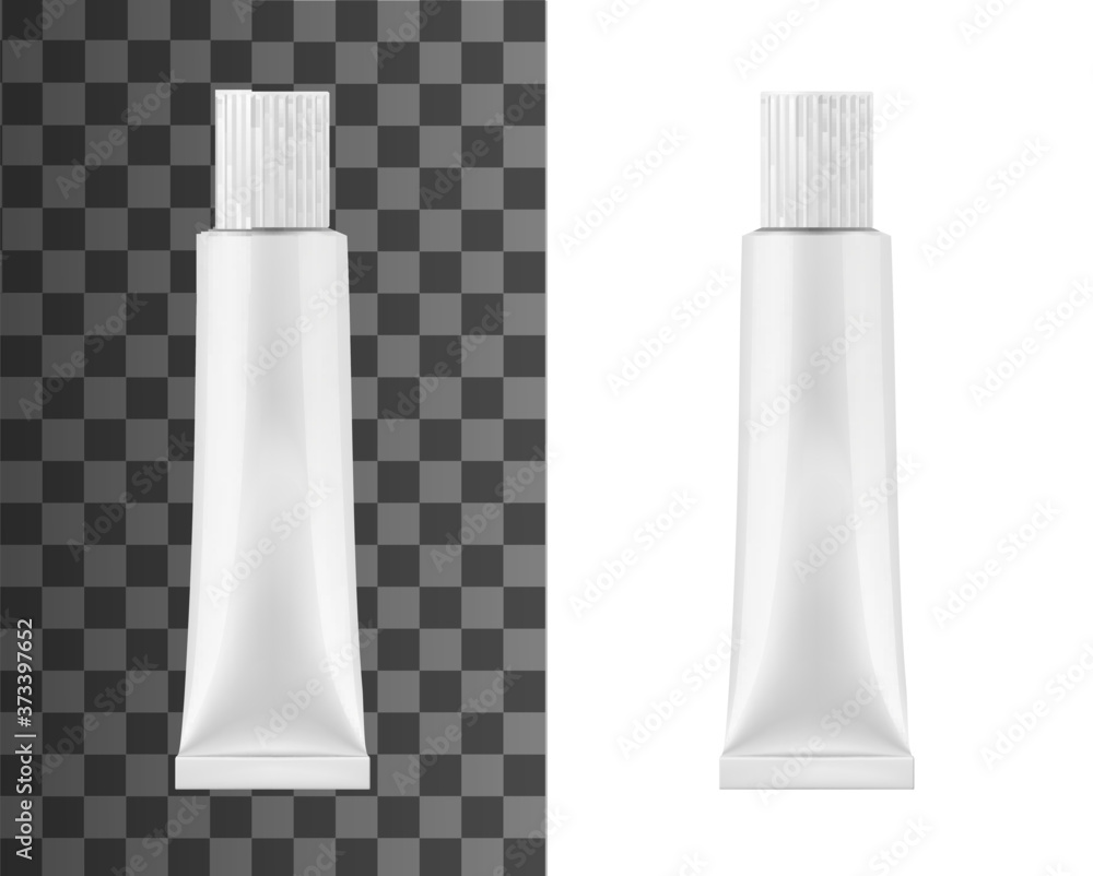 Ointment tube isolated vector mockup. White package for cream ...