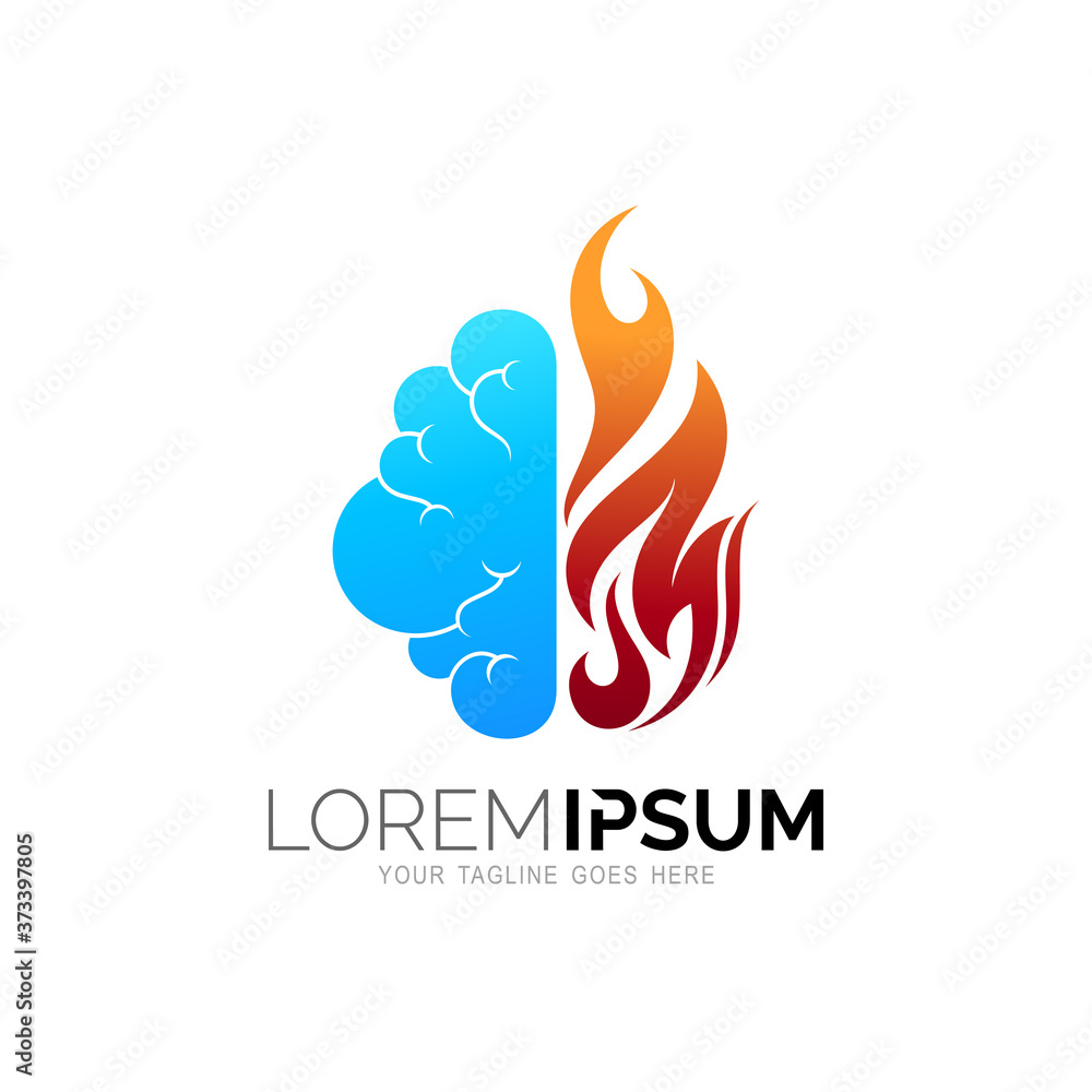human fire head icon logo design element, fire and head icon, head fire ...