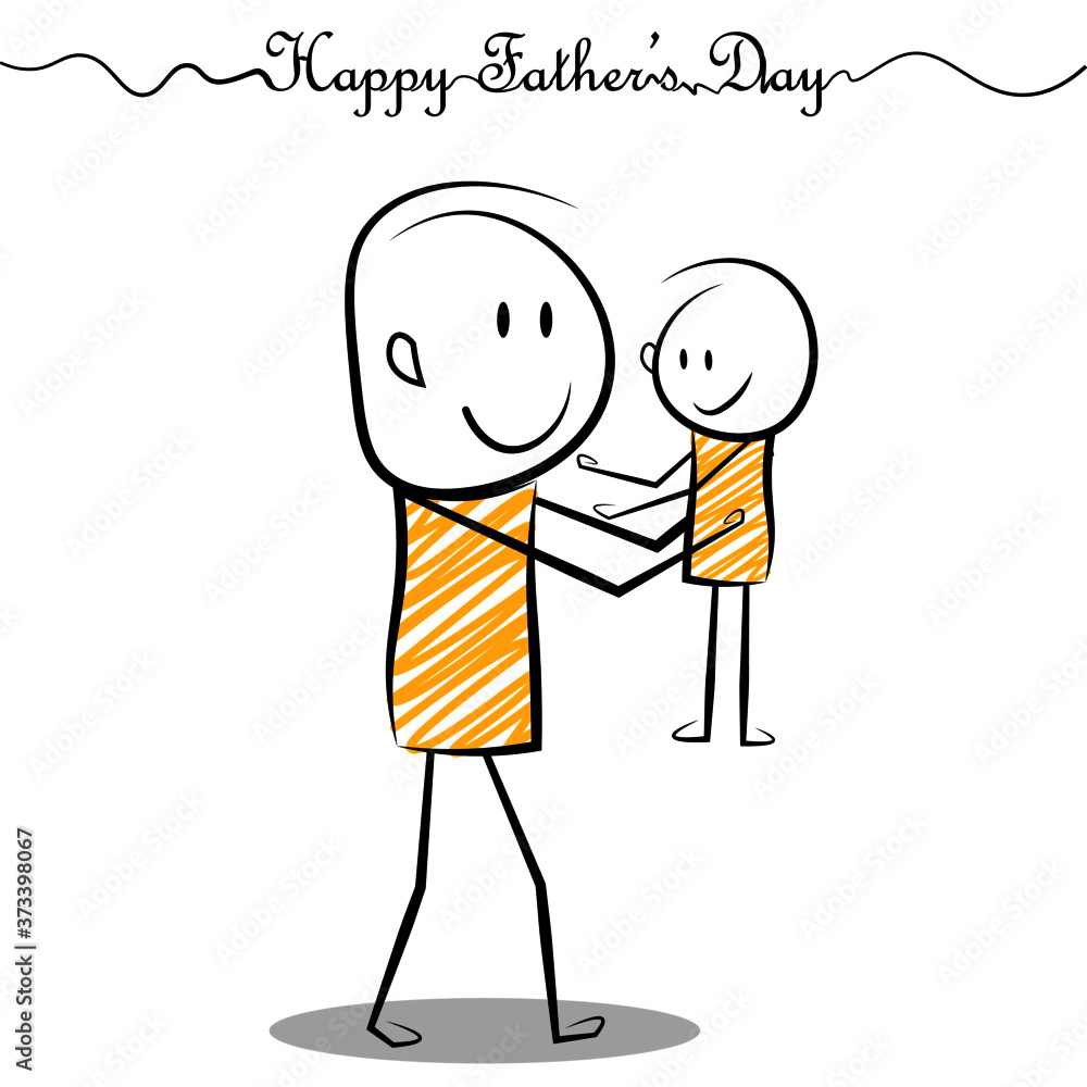 happy father's day cartoon stickman poster with copy space for your ...