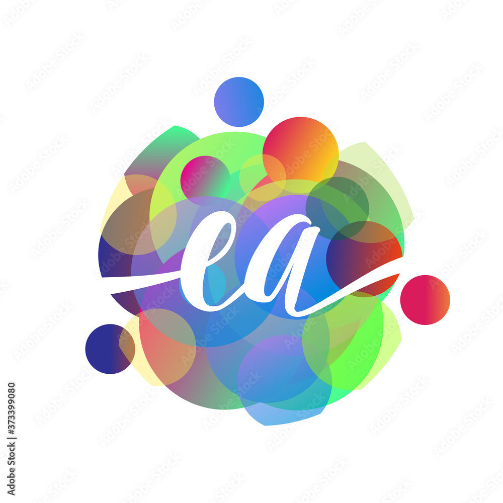 Letter EA logo with colorful splash background, letter combination logo ...