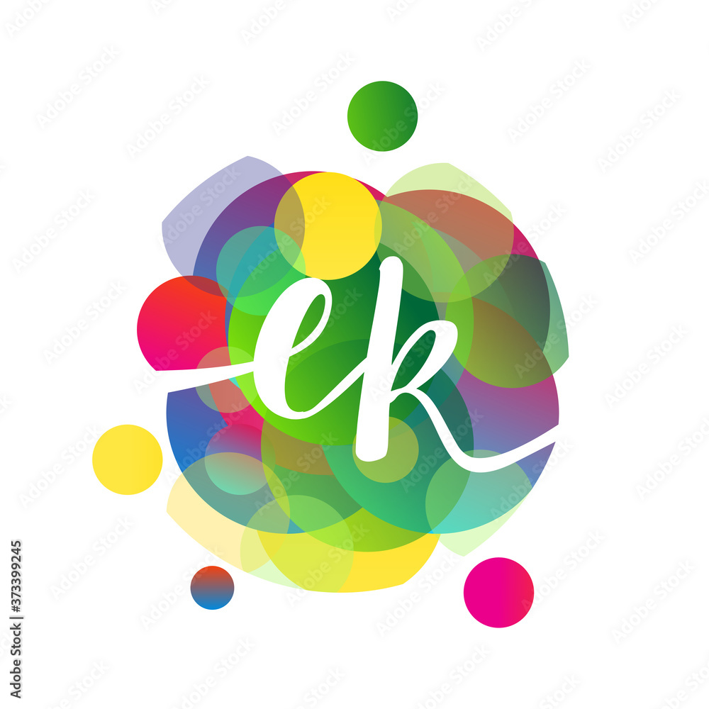 Letter EK logo with colorful splash background, letter combination logo ...
