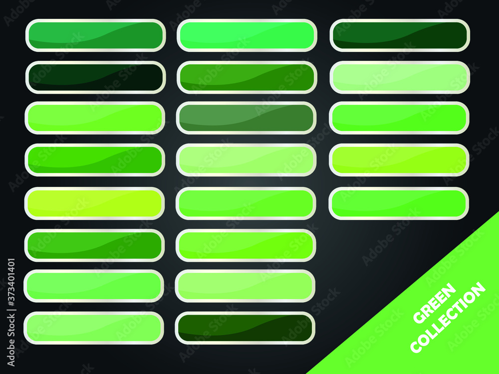 Collection of blank web buttons in different shades of green. Web ...