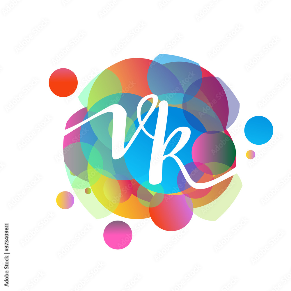 Letter VK logo with colorful splash background, letter combination logo ...