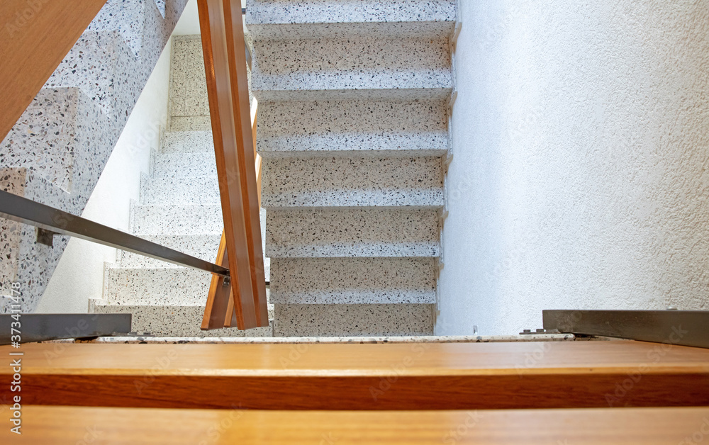 Staircase stairway in an building from the 80s Stock Photo | Adobe Stock