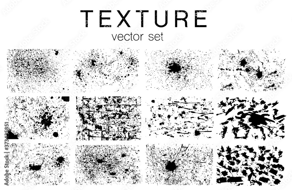 Set of vector grunge textures in black and white. Different paint ...