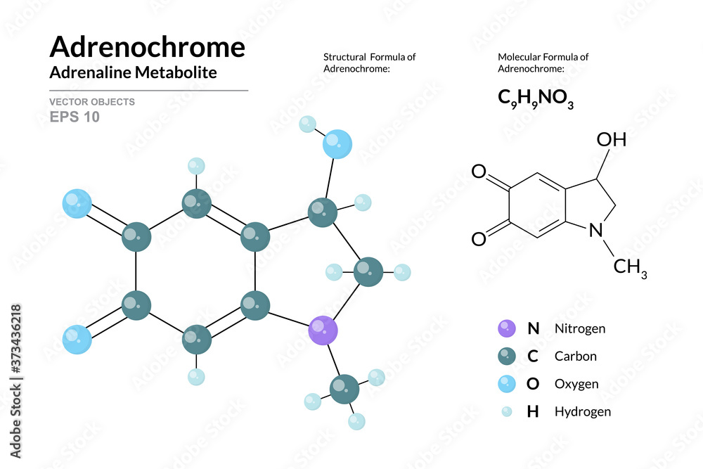 Adrenochrome. Adrenaline Metabolite. Structural Chemical Formula and ...