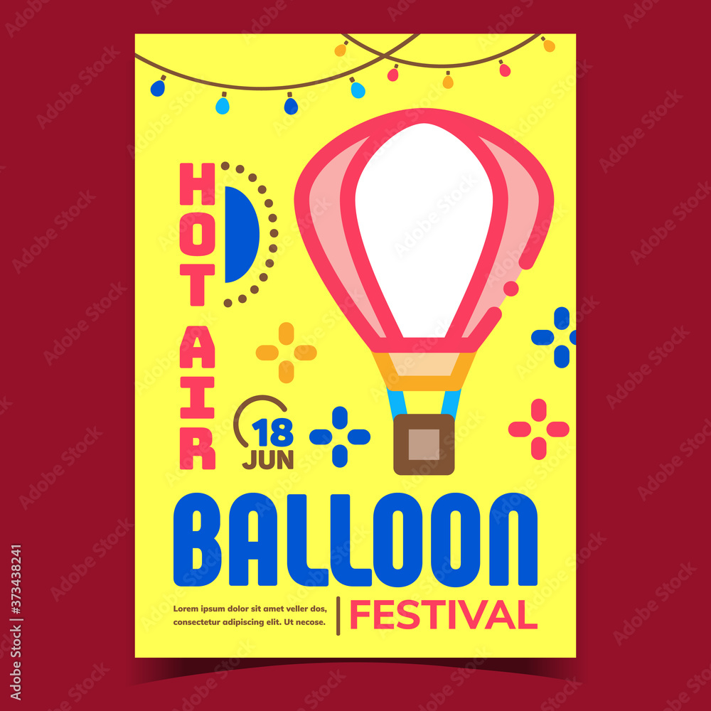 Hot Air Balloon Creative Advertising Banner Vector. Air Balloon ...
