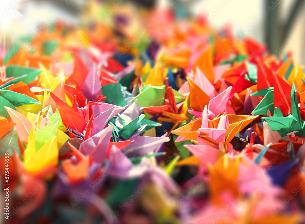 Origami bird papers are fold for peace and freedom. Colorful bird ...