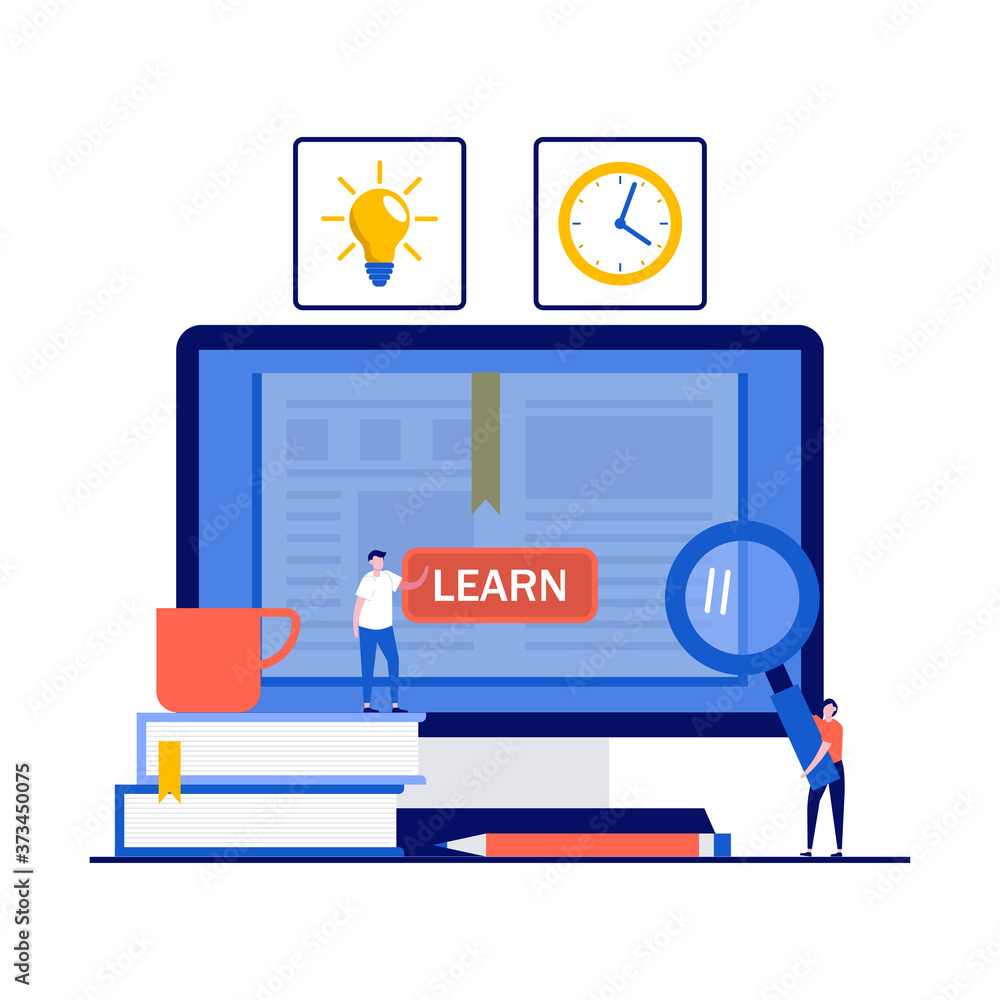 Online education, distance course, e-learning and digital cloud library ...