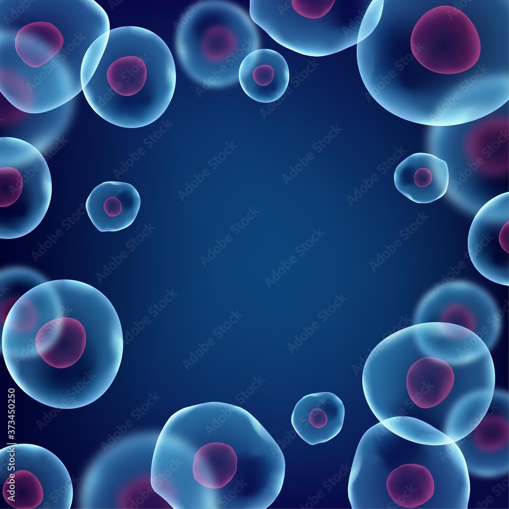 Cell stem science square background. Life, biology, medicine molecular ...