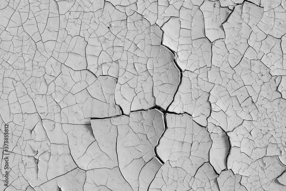 Peeling paint on the wall. Old concrete wall with cracked flaking paint ...