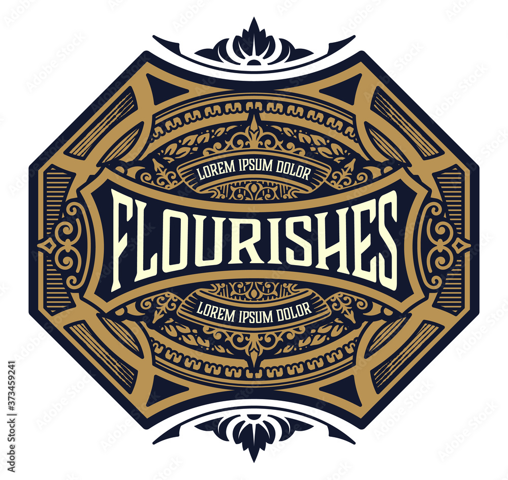 Old label with floral details. Elements by layers. Stock Vector | Adobe ...