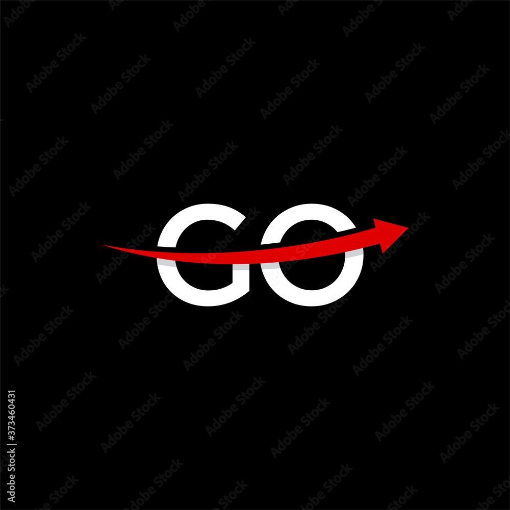 Initial GO letter, GO logo with arrow, vector illustration Stock Vector ...