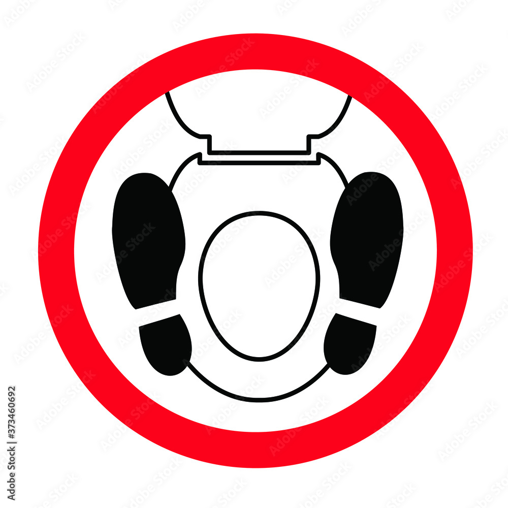Vetor do Stock: Stop, do not stand on the toilet closet With bare feet ...