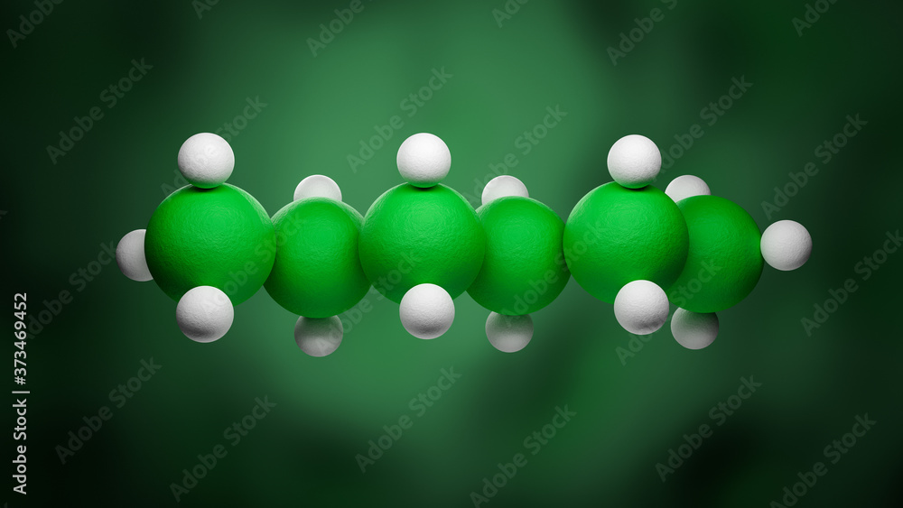 Model of a hexane molecule of the family of the single bonded ...