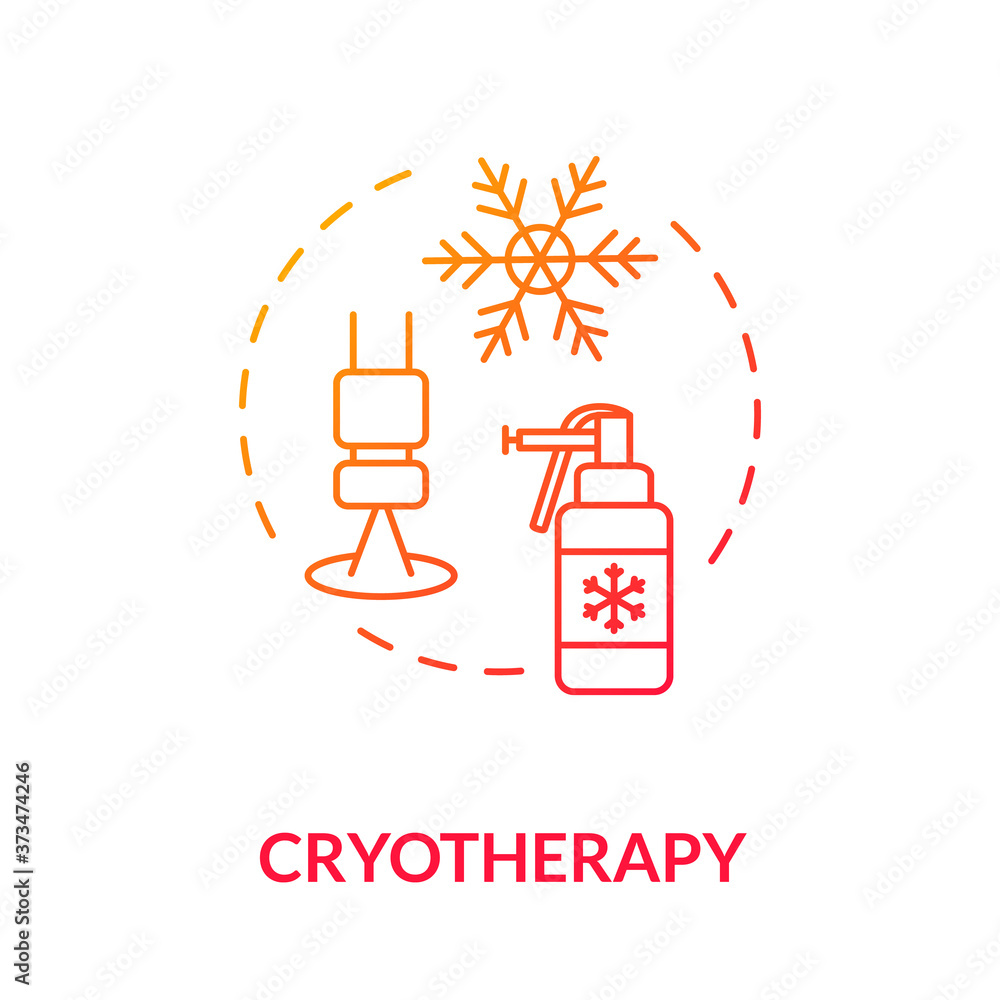 Vetor de Cryotherapy concept icon. Malignancy. Cryoablation. Moles ...