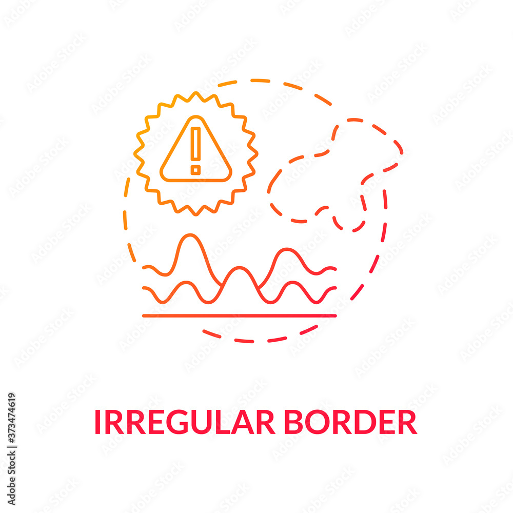 Irregular border concept icon. Atypical mole borders. Diagnostics. Skin ...