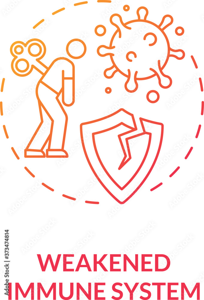 Weakened immune system concept icon. Immunodeficiency. Melanoma risk ...