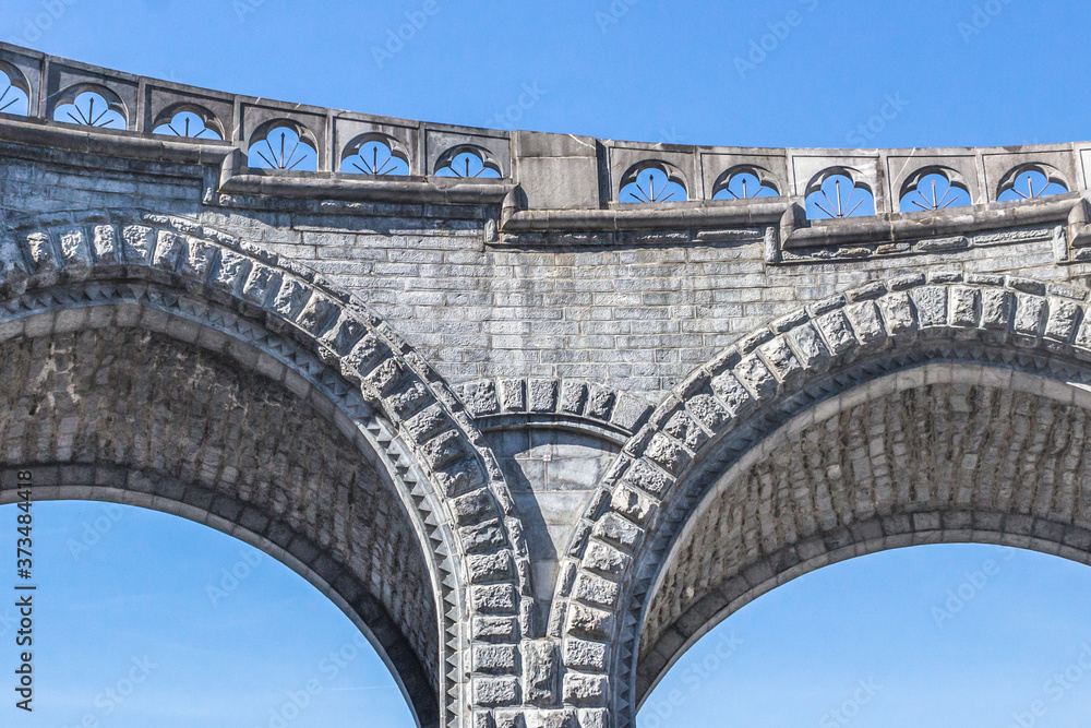 Massive stone bridge. Architecture of Old Europe. Bridge at Sanctuary ...