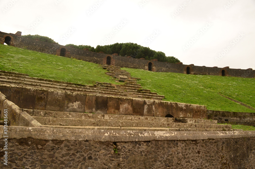 Beautiful ancient arena in Pompeii with multiple entrances Stock Photo ...
