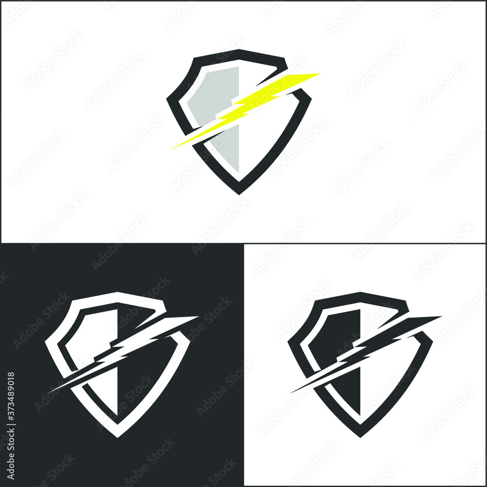 vector illustration of a shield split by lightning, perfect for ...