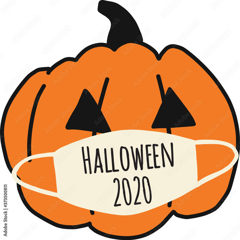 Halloween 2020 Pumpkin wearing a face mask. Halloween Coronavirus ...