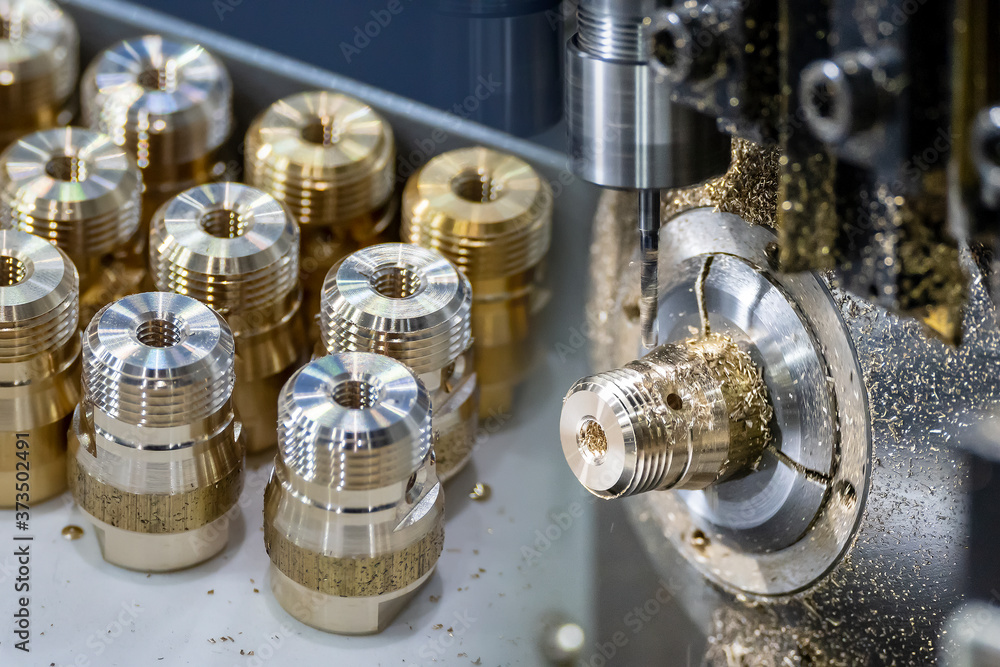 The abstract scene multi-tasking CNC lathe machine swiss type and pipe ...