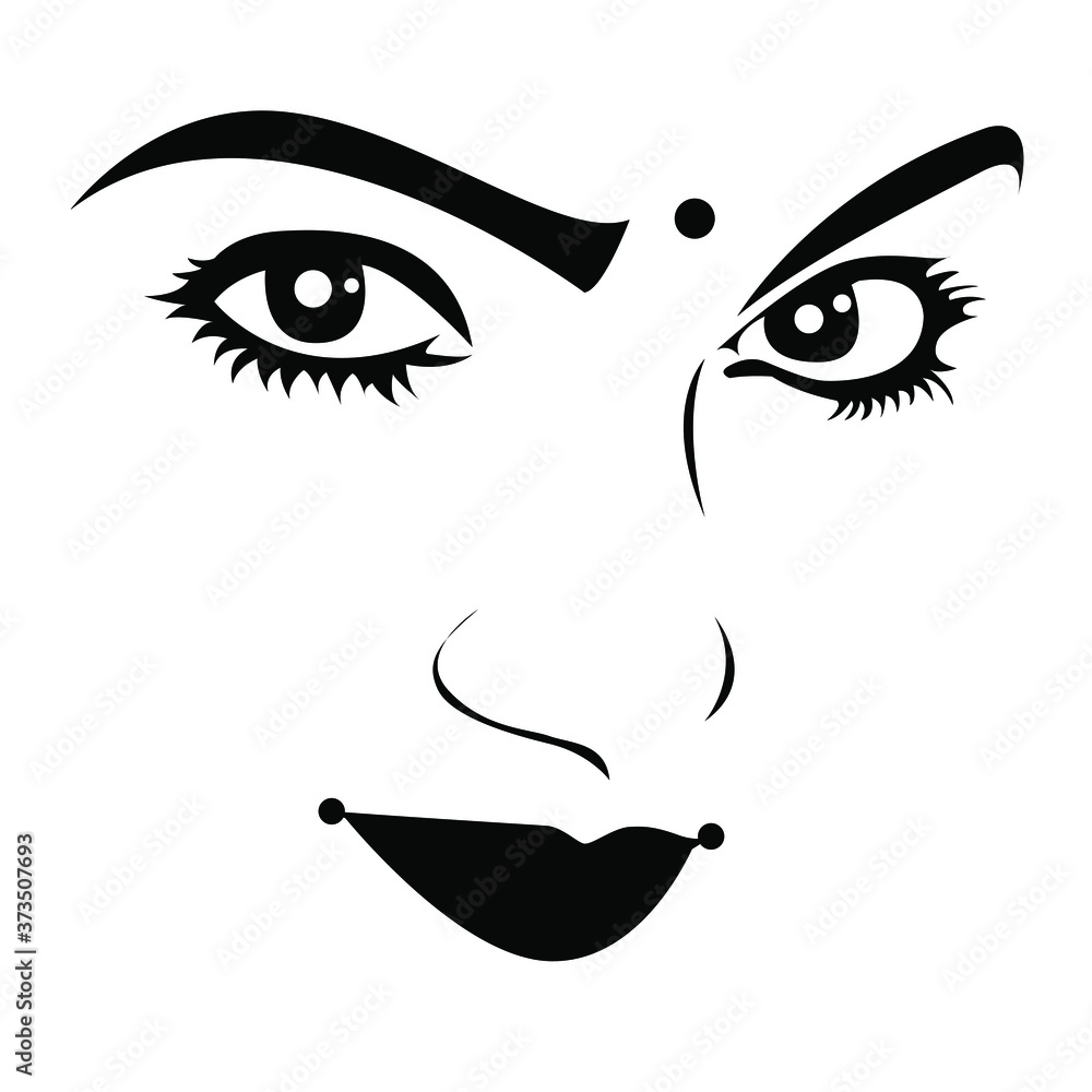 Indian Woman Face with bindi - vector illustration Stock Vector | Adobe ...