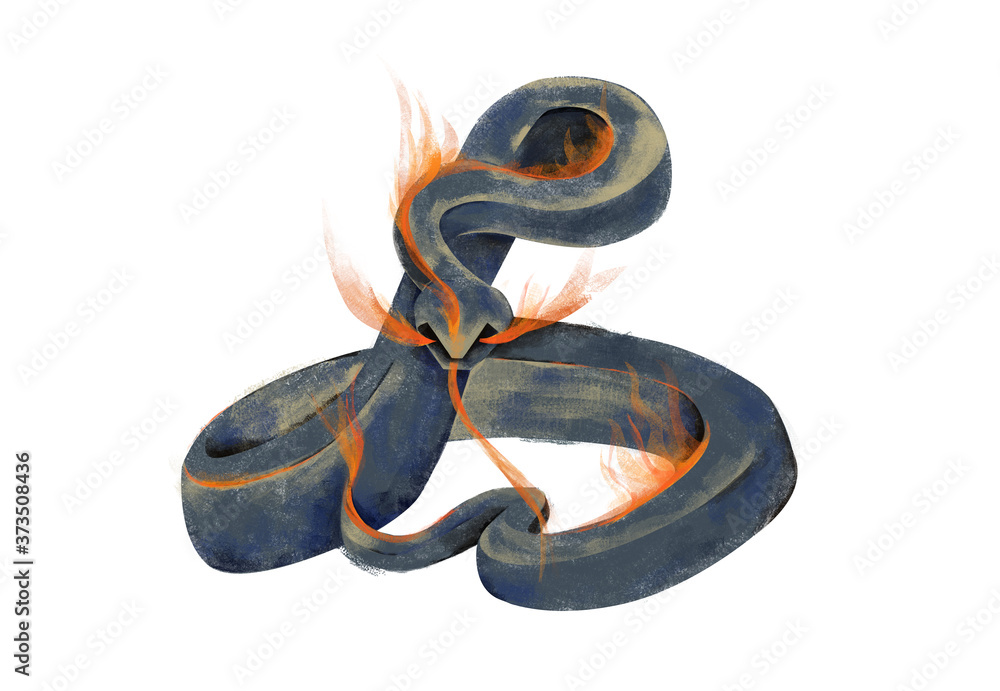 Boitatá Myth. Brazil folklore. Fire Snake Tupi-Guarani legend ...