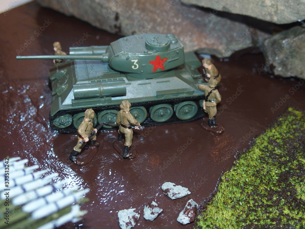 Self assembled and painted modelling scene of soviet t 34 Selbst ...