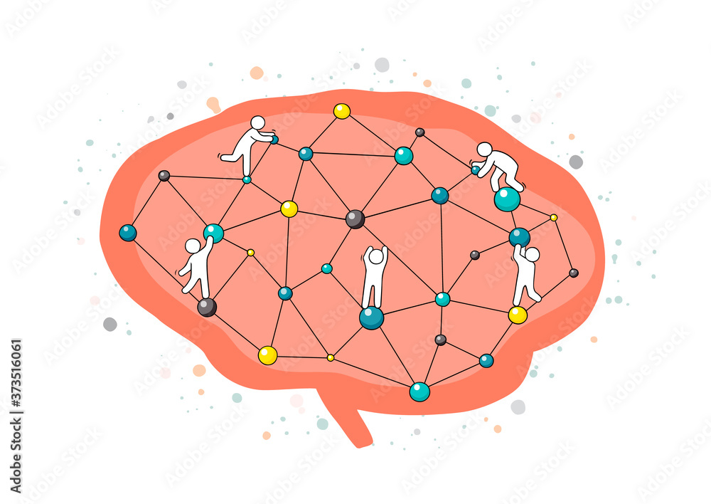 Cartoon brain functions with little people Stock Vector | Adobe Stock